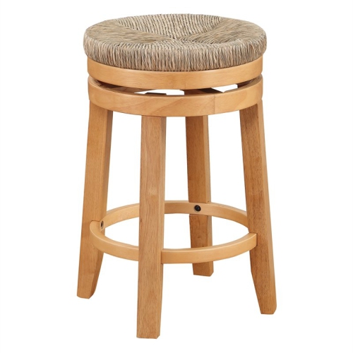 26" Swivel Counter Stool Engineered Wood Woven Seagrass Seat in Natural ...