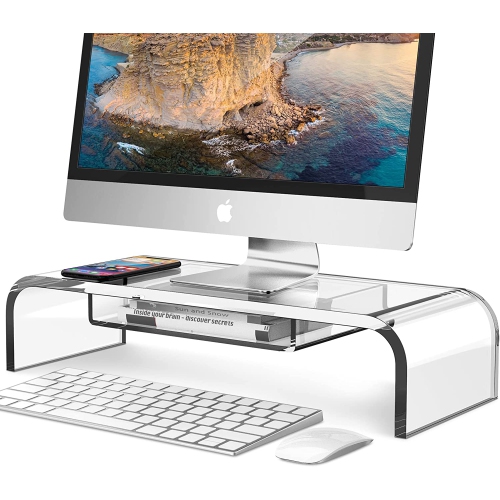 Computer Acrylic Monitor Stand Riser with Storage - 52cm Larger Size ...
