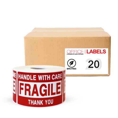 20 Rolls of Fragile-Handle with Care Stickers 2" x 3" | Best Buy Canada