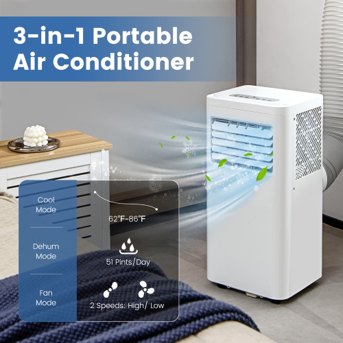 Costway 8000 BTU Portable Air Conditioner 3-in-1 AC Unit With Cool Dehum Fan Sleep Mode | Best ...