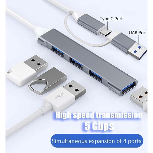 axGear USB-C Type C to USB 3.0 4 Port Hub USB Adapter USB-C Aluminum ...