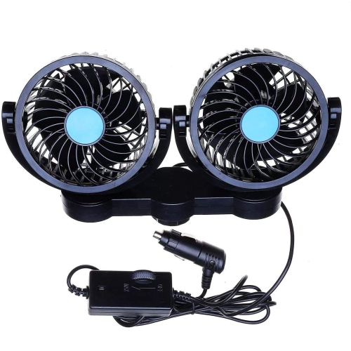 Zone Tech 12V Dual Head Car Auto Electric Cooling Air Fan for Rear Seat Powerful Quiet 2 Speed 360 Degree Rotatable Black Best Buy Canada