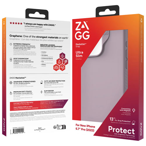 ZAGG Manhattan Snap Fitted Hard Shell Case with MagSafe for iPhone 15 Pro Max - Lavender | Best ...