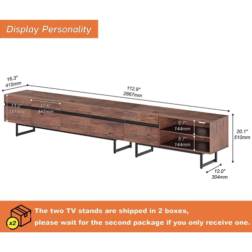 WAMPAT Modern 2 in 1 TV Stand for up to 100 inch TVs, Entertainment ...