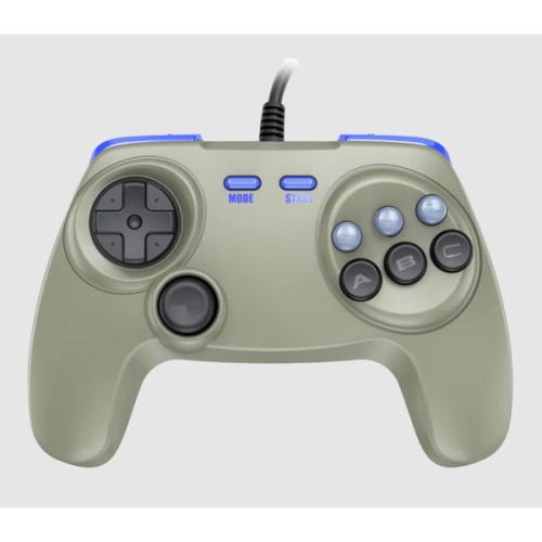 Brawlergen Blue & Grey 2-In-1 Genesis & Saturn Wired Controller [Retro ...