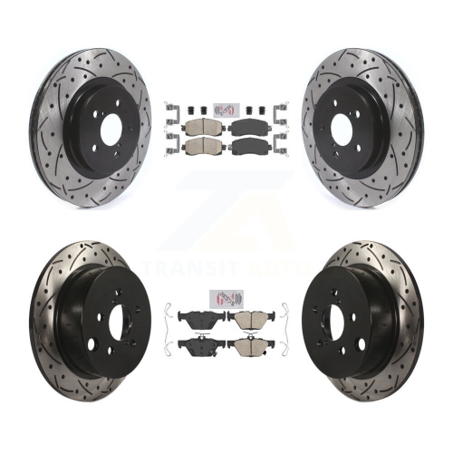Front Rear Ceramic Pad & Coated Drilled Slotted Disc Brake Rotor Kit ...