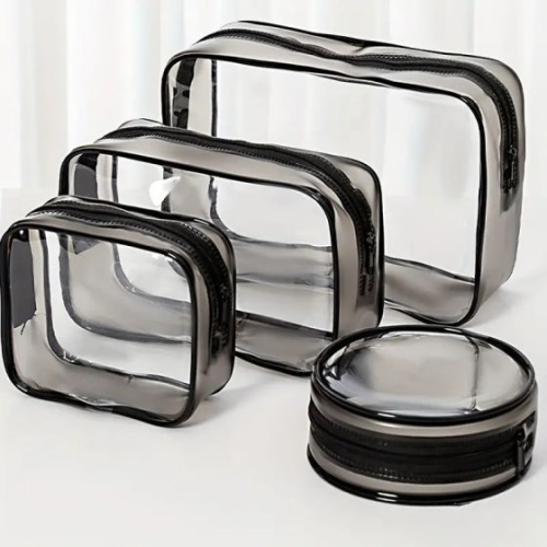 4 Pcs Transparent Makeup Bag Waterproof Storage Pvc Cosmetic Beauty Wash Travel