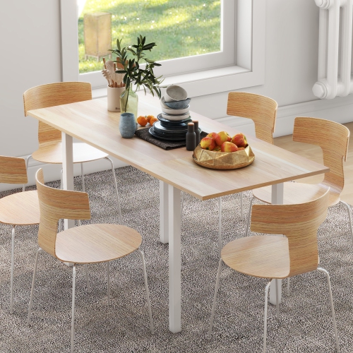 HOMCOM Expandable Dining Table with Detachable Side, Folding Kitchen ...