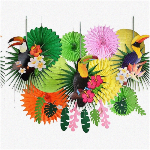 Tropical Paradise Party Pack: Toucan-Tastic Garland, Palm Leaf Paper ...