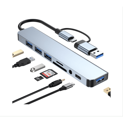 USB C Hub, 8-in-1 USB Splitter Multiport Adapter Type C Dock, Multiple ...