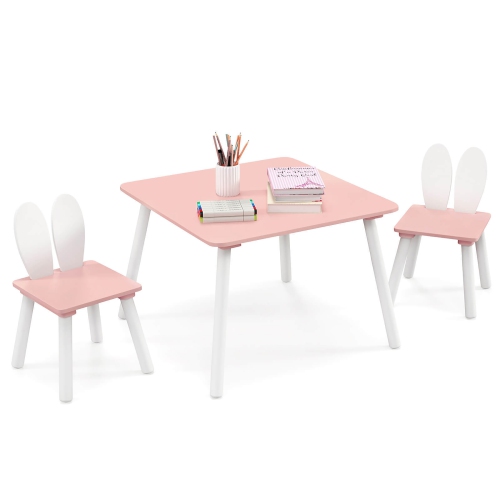 3 Pieces Kids Table and Chairs Set for Arts Crafts Snack Time Pink