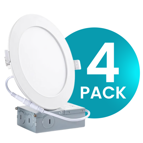 4-Inch LED Recessed Slim Panel Lights with Junction Box, 9W 750LM 6000K ...