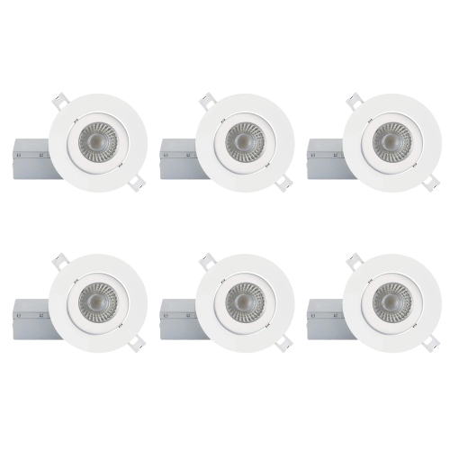 LED 4-Inch White Gimbal Recessed Slim LED Pot Lights with Junction Box ...