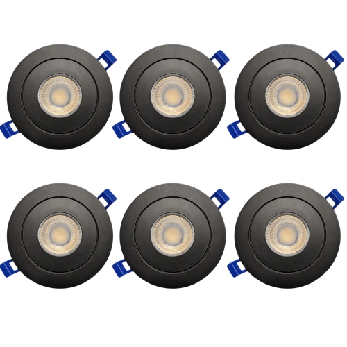 LED 3-inch Black Gimbal Recessed Slim LED Pot Lights with Junction Box ...