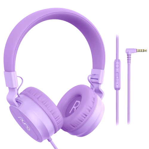 Puro Sound Labs PuroBasic Volume Limiting Wired Headphones For Kids Foldable Adjustable Headband w Microphone Compatible With Smartphones Tablets