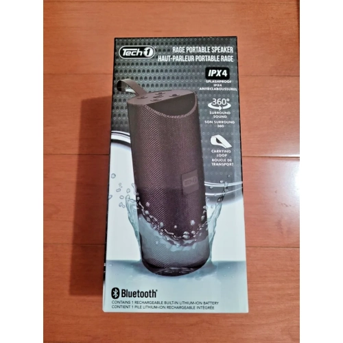 Rage Portable Bluetooth Speaker - IPX4 Splashproof, 360° Surround Sound ...