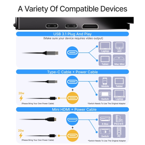 Ingnok Portable Monitor, 15.6" FHD 1080P IPS Laptop Screen Extender ...