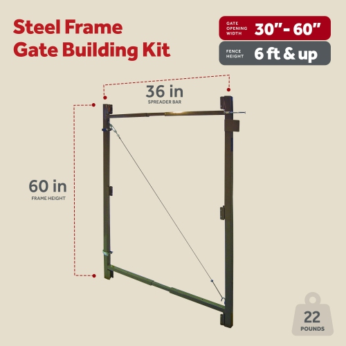 Adjust-A-Gate Steel Frame Gate Building Kit, 36"-60" Wide Opening Up To ...