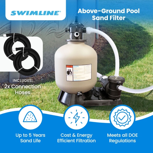 HYDROTOOLS by Swimline 24" Sand Filter Combo w/ Stand, 4980 GPH, 300lb ...