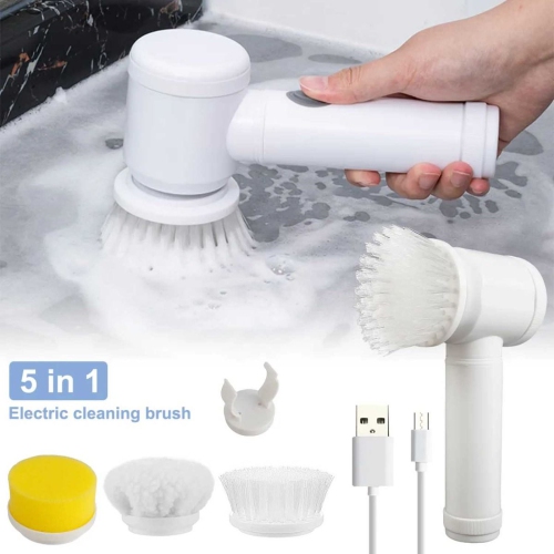 ISTAR Multi Functional Electric Cleaning Brush 5 In 1 Magic Power Scrubber Household Cleaning Tools Spin Scrubber w 3 Brush Heads Buffer Polisher