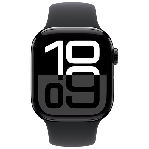 Apple Watch Series 10 GPS 42mm Jet Black Aluminum Case with Black Sport Band Medium Large Best Buy Canada