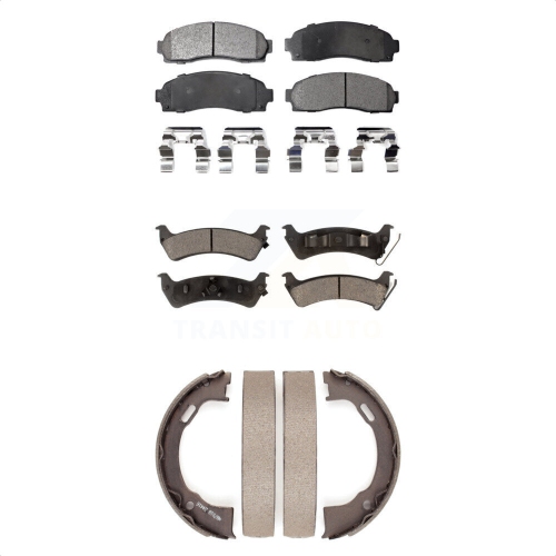 Front Rear Ceramic Brake Pads And Parking Shoes Kit For Ford Explorer ...