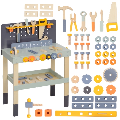 QABA Kids Workbench Kids Tool Set 49 Piece Kids Tool Bench Pretend Play Construction Workshop Toys Education Gift for Boys Girls 3 6 Years