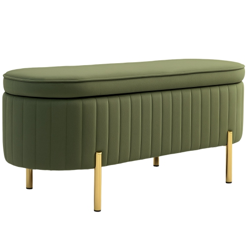 HOMCOM Upholstered Bedroom Bench, Channel Tufted Storage Bench, Bench ...