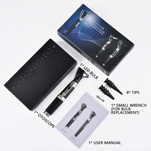 3X Otoscope with LED, Portable Handheld Ear Check Magnifier with 8 caps ...