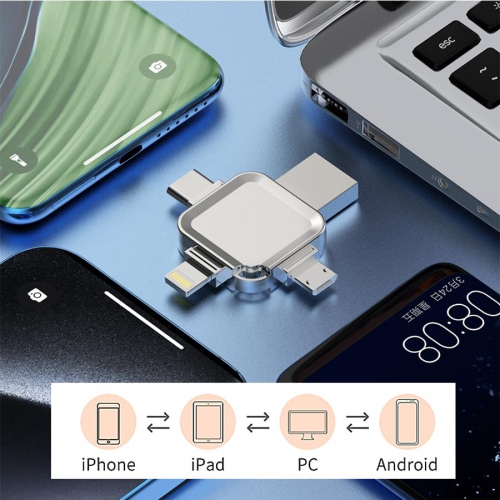 128G USB 3.0 Flash Drive Memory Stick with Type-c Port Lightning Port ...