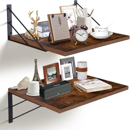 Ensemble de 2 tablettes flottantes en bois rustique SenlanMot avec ...