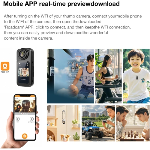 S70 2.7K Thumb Action Camera with WiFi Camera, 64GB, Wearable Pocket ...