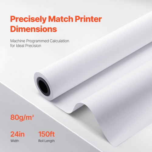 VEVOR 24 in x 150 ft Wide Format Paper, Plotter Paper, 6 Rolls CAD Bond ...