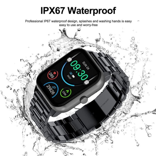 Touch screen smartwatch, IP67 waterproof, solid steel band, over 100 ...