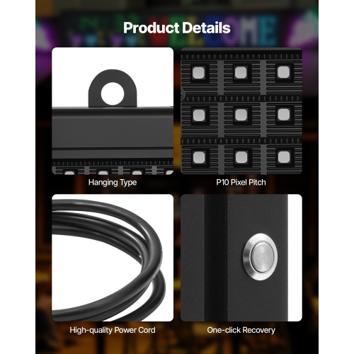 VEVOR P10 Programmable LED Sign,Full Color Flexible Digital Scrolling ...