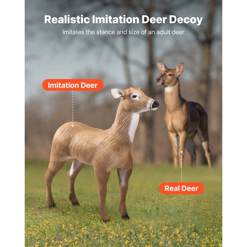 VEVOR 1-Pack Deer Decoy, Outdoor Deer Decoys for Hunting, Realistic ...