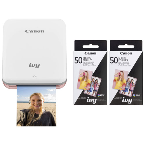 Canon IVY Mini Photo Printer for Smartphones (Rose Gold) - Sticky-back ...